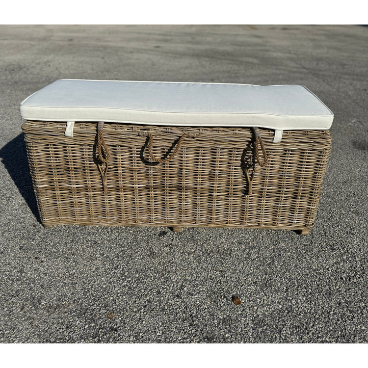 Key Largo Rattan Storage Bench With Cushion - Broward Design Center